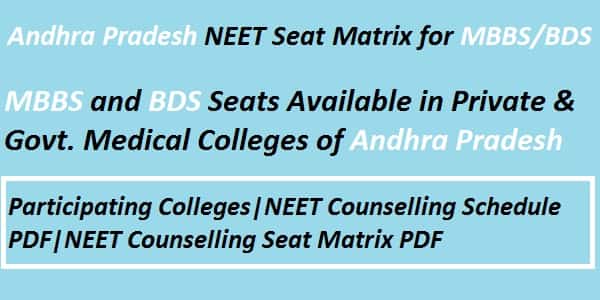 Andhra Pradesh MBBS/BDS Seat Matrix: Participating Colleges and No of seats