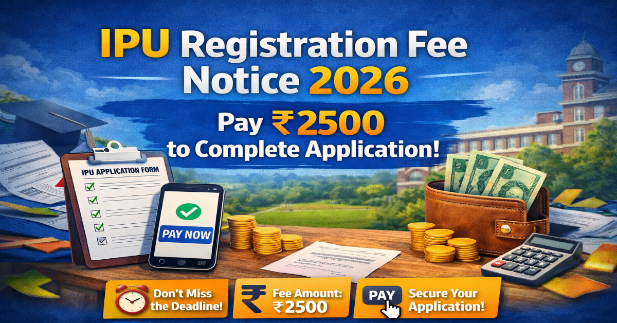 IPU Registration Fee Notice 2026: Pay ₹2500 to Complete Application